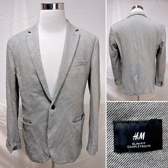 H&M | Suits & Blazers | Mens Hm Gray Slim Fit Unstructured Singlebutton ...